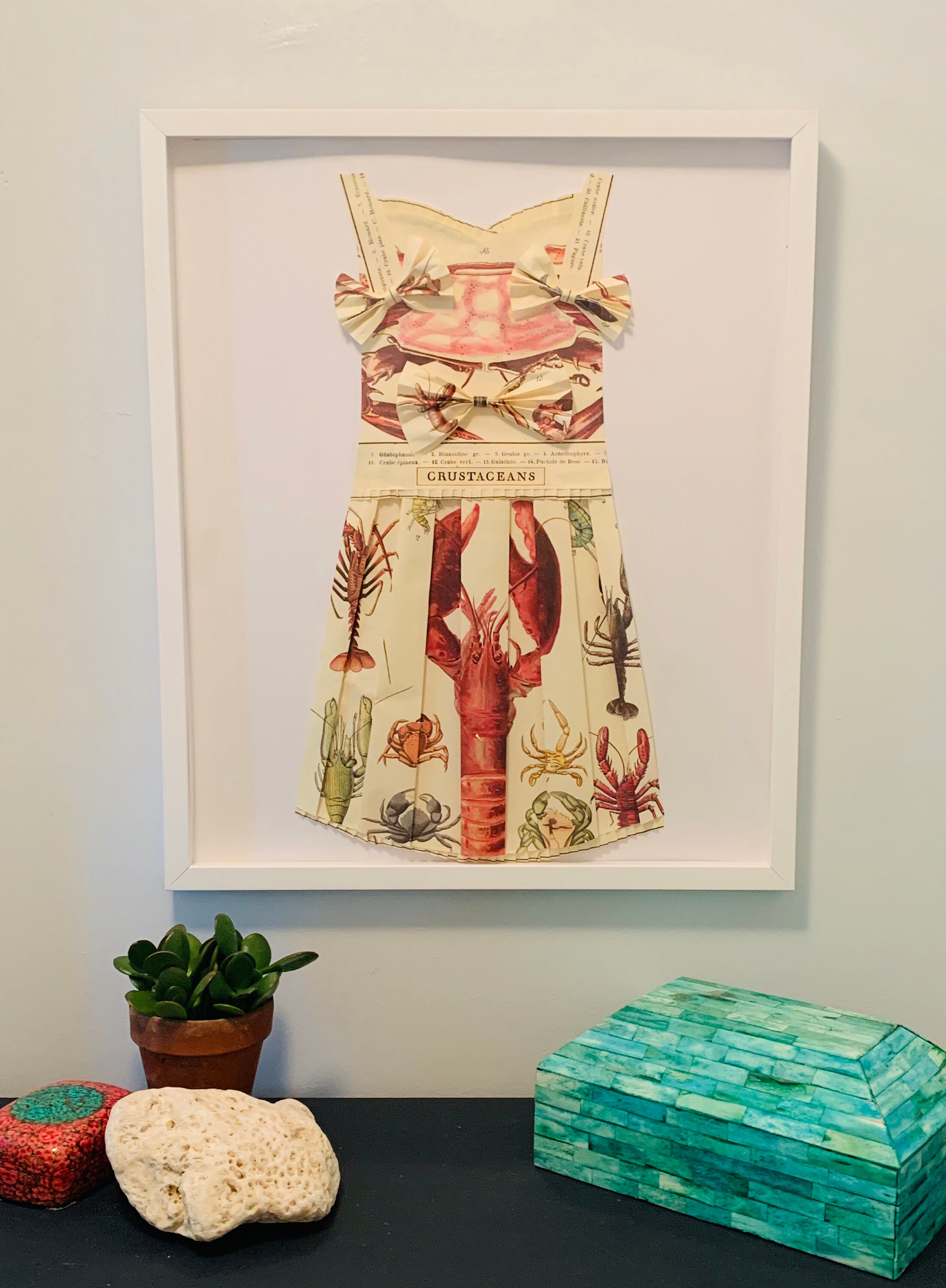 Crustaceans Hand Folded Paper Dress: White Shadow Box Frame Included - Etsy