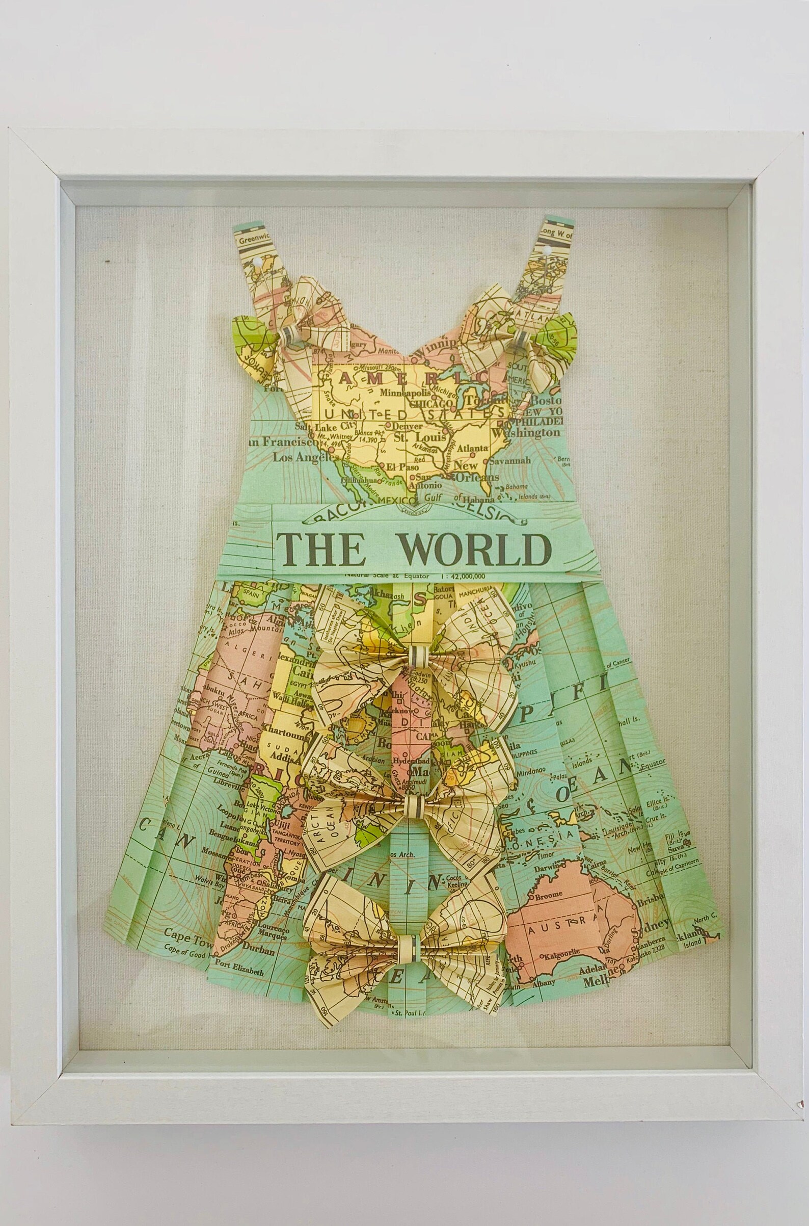 The World: Hand Folded Paper Map Origami Dress - Etsy