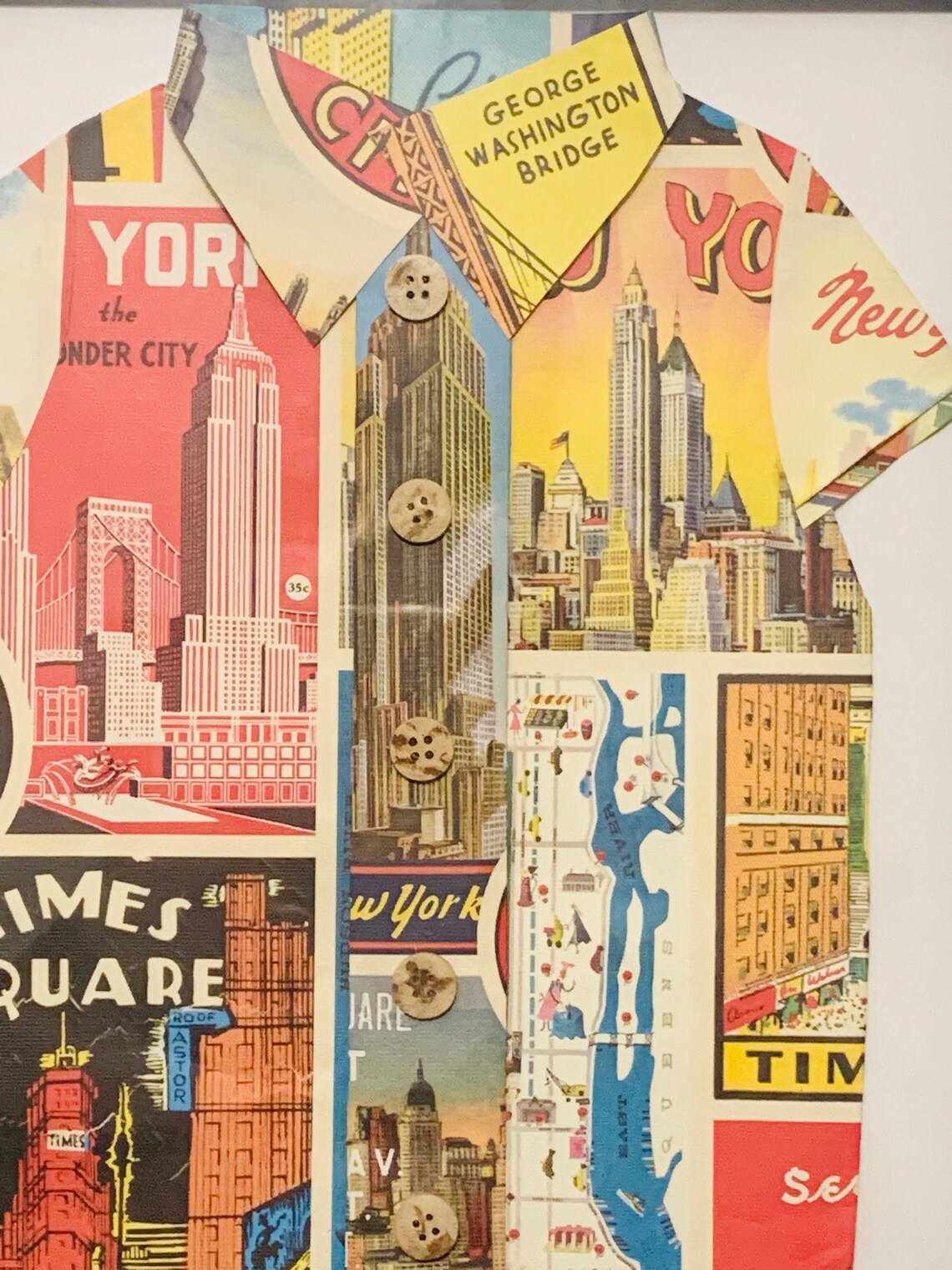 NYC Vintage Postcard Shirt Hand Folded Paper Shirt Picture & - Etsy