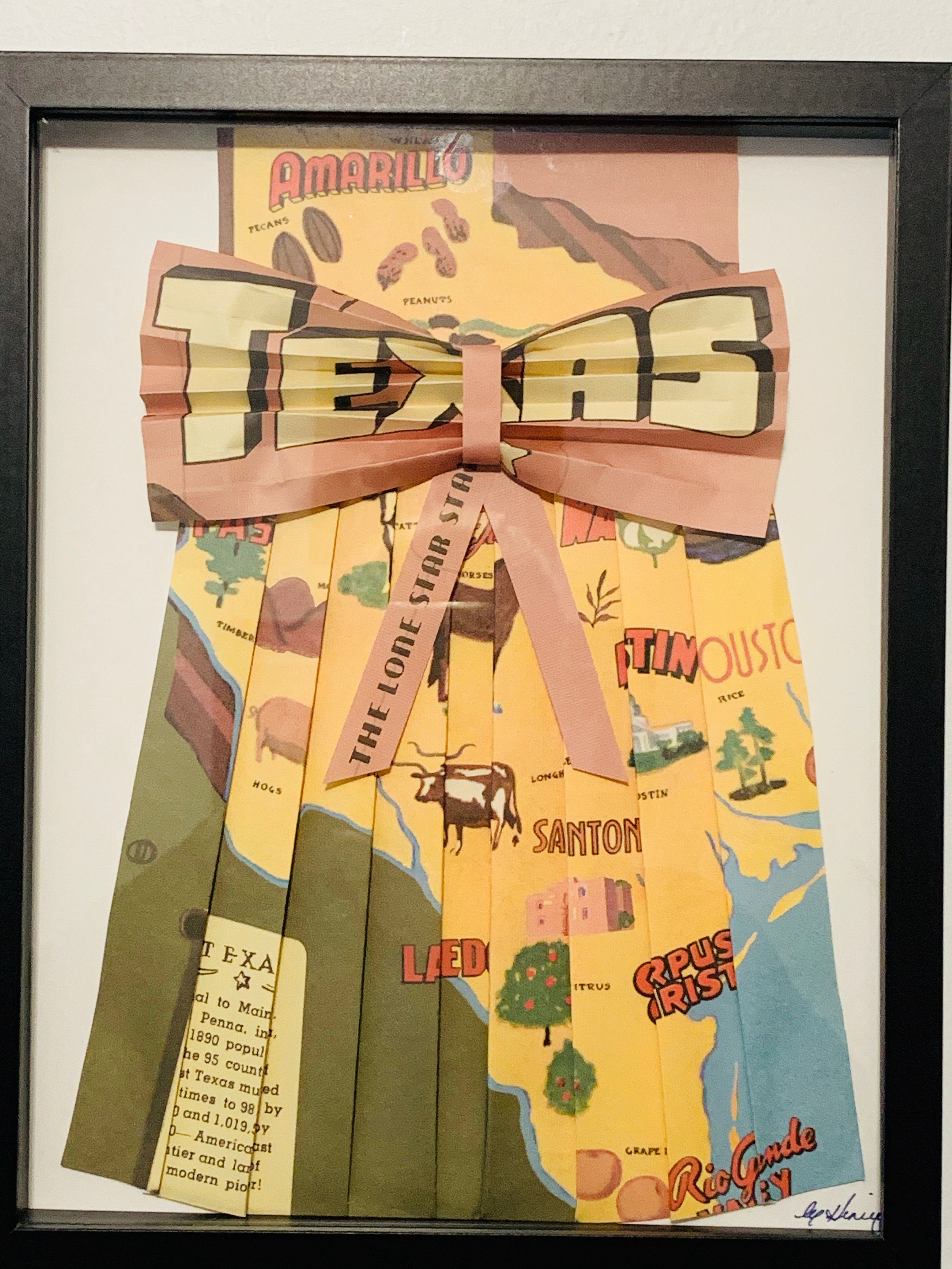 Texas Hand Folded Paper Dress Picture & Wall Hanging Framed - Etsy