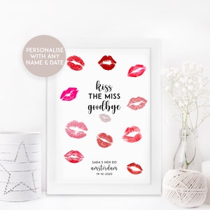 Kiss the Miss Print Personalised Kiss the Miss Goodbye Print - Etsy UK
