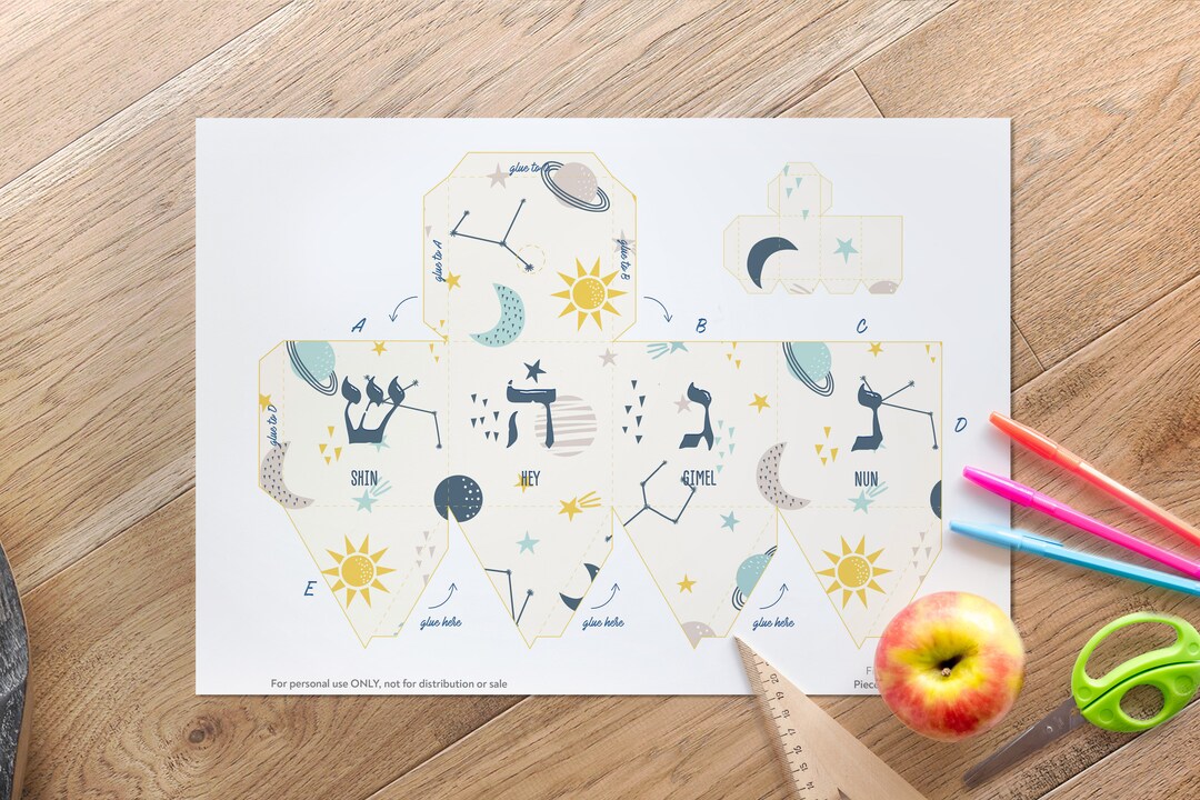 DIY HANUKKAH Paper Dreidel, MULTIPACK of 3, Boy Design,hanukkah ...