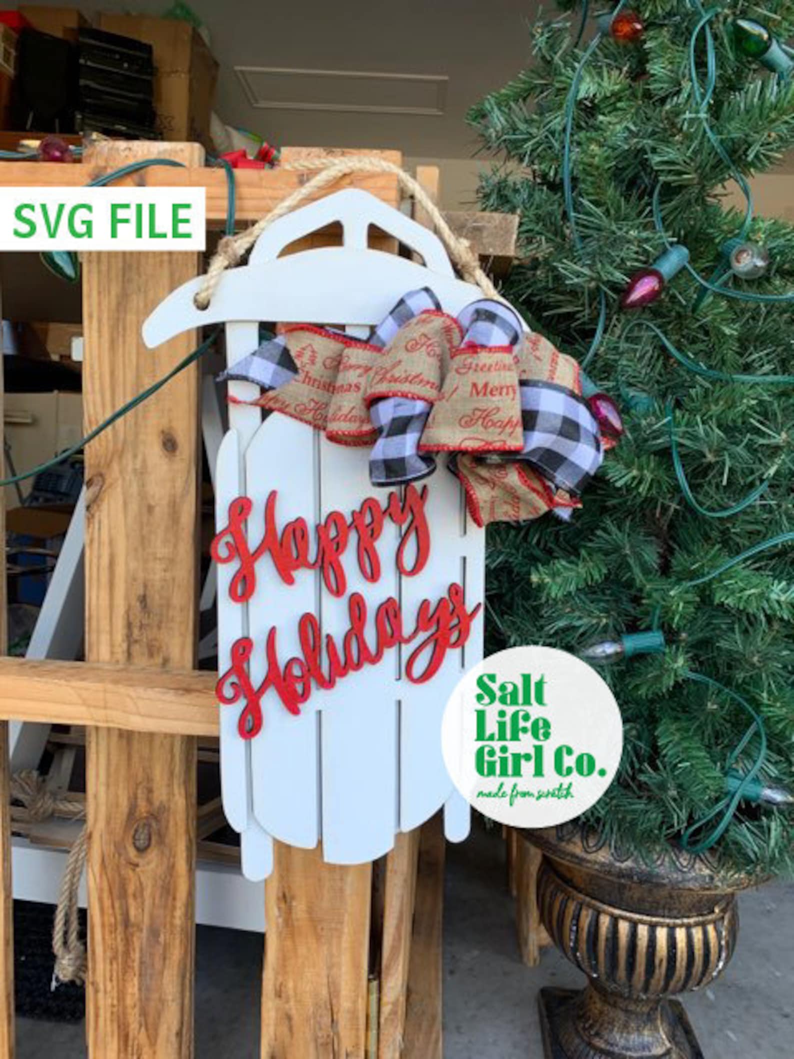 SVG CUT File 18 Christmas Sled Sign Laser Ready File | Etsy