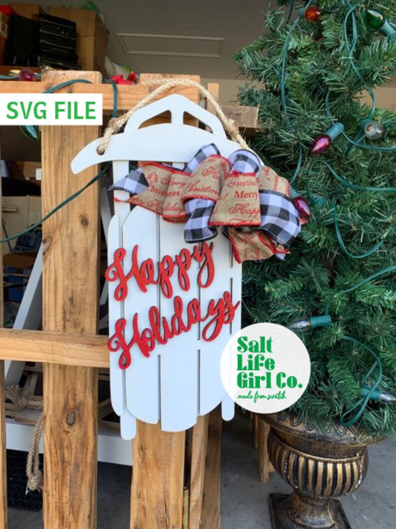 SVG CUT File 18 Christmas Sled Sign Laser Ready File | Etsy