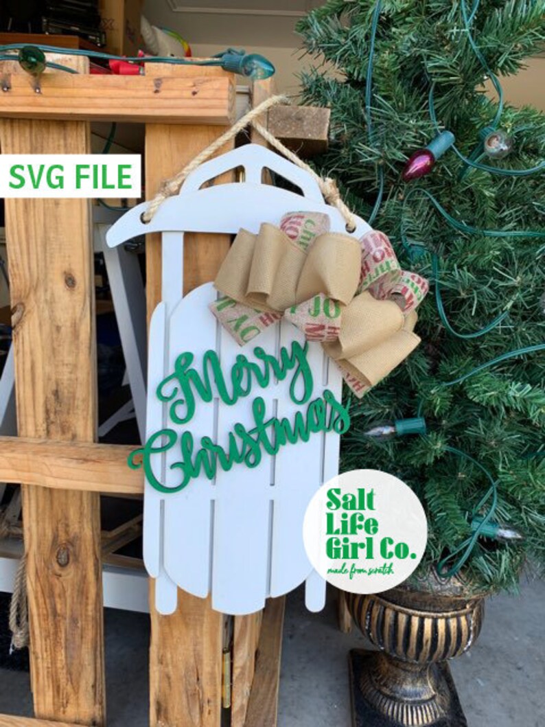 SVG CUT File 18 Christmas Sled Sign Laser Ready File | Etsy