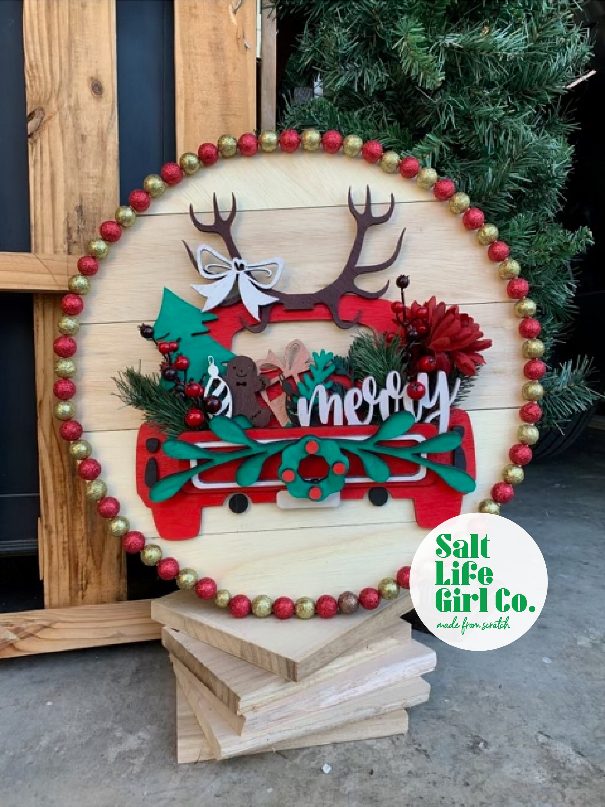 SVG DXF CUT File 18 Christmas Door Round Holiday | Etsy