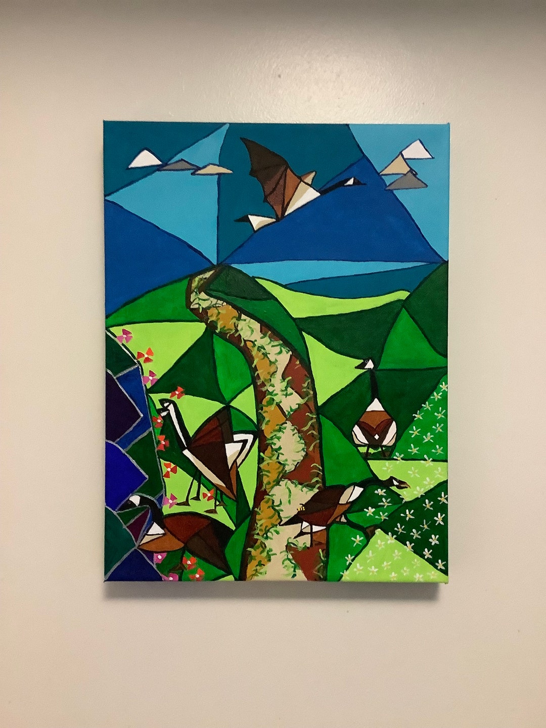 Canada Geese - Original Acrylic Cubist Art by Lisa Maguire - Etsy
