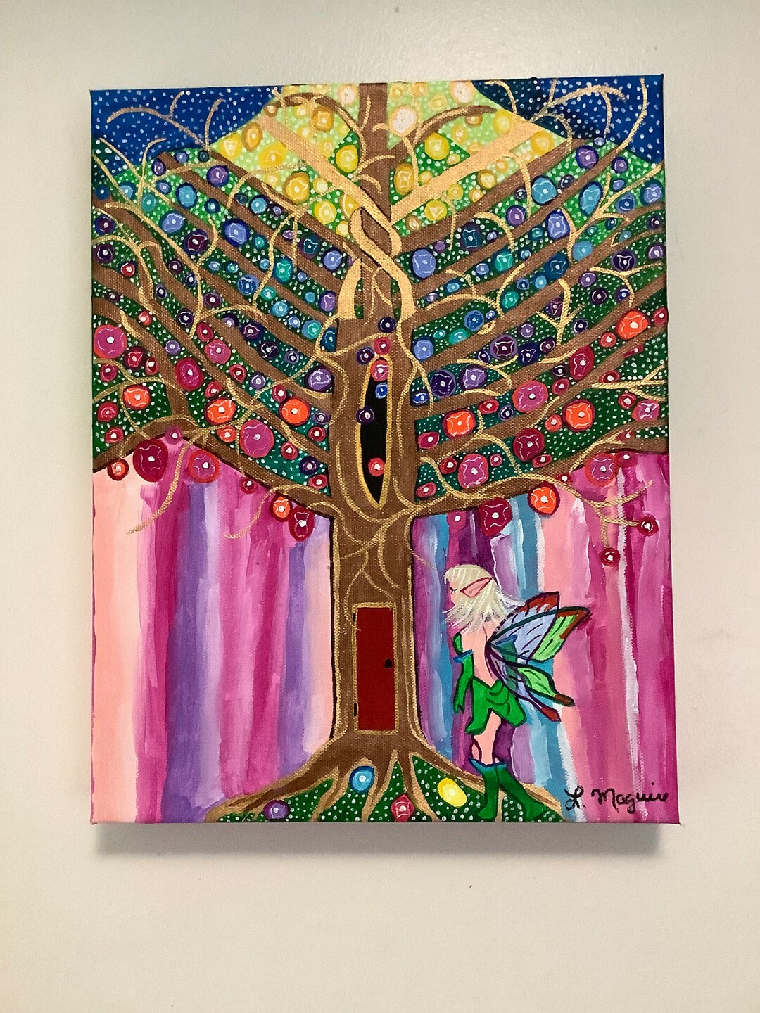 The Magic Fairy Tree - Original Acrylic Painting by Lisa Maguire - Etsy