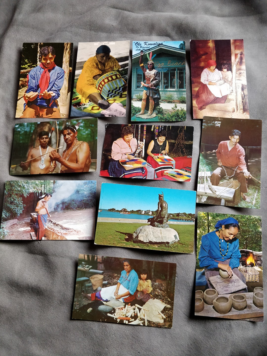 Set Vintage Native American Post Cards, Eastern Woodlands, Basket Maker ...