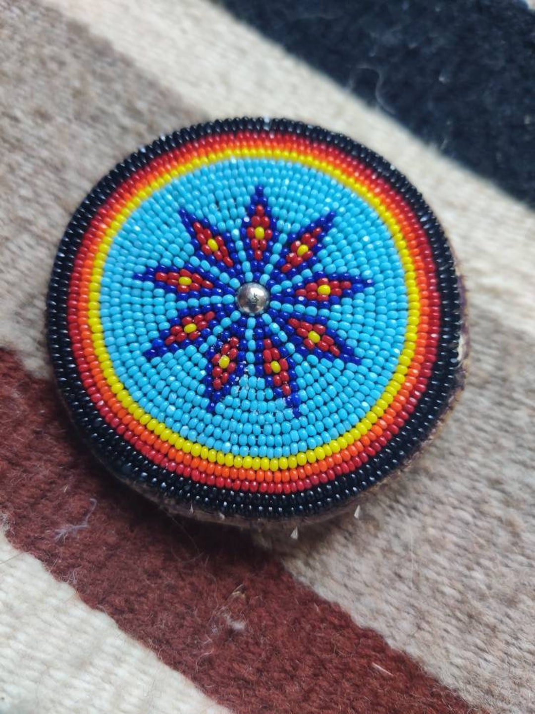 Cut Bead Beaded Belt Buckle, Native American Made, Used - Etsy