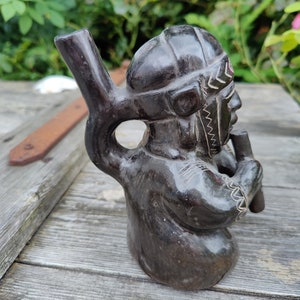 Vintage Precolumbian Reproduction Vessel With Figurine, Inka or Maya ...