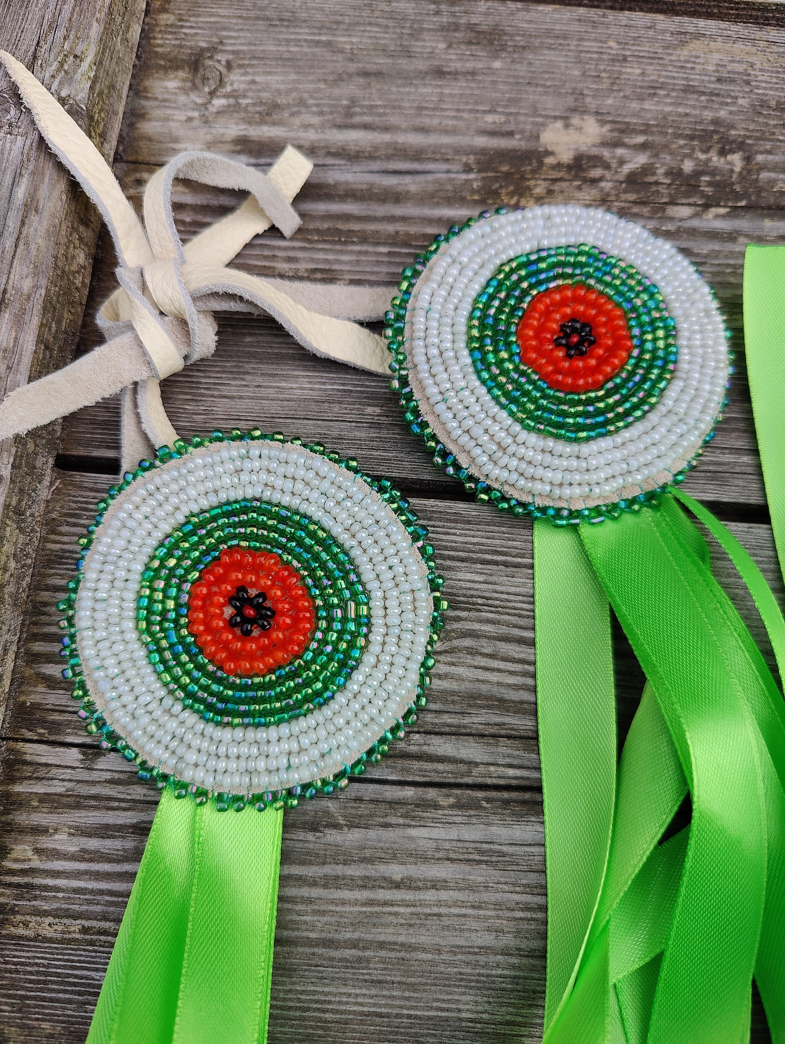 Pastel Powwow Hairties, Side Drops, Sequinned Hair Ties, Beaded, Fancy ...