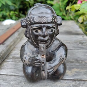 Vintage Precolumbian Reproduction Vessel With Figurine, Inka or Maya ...