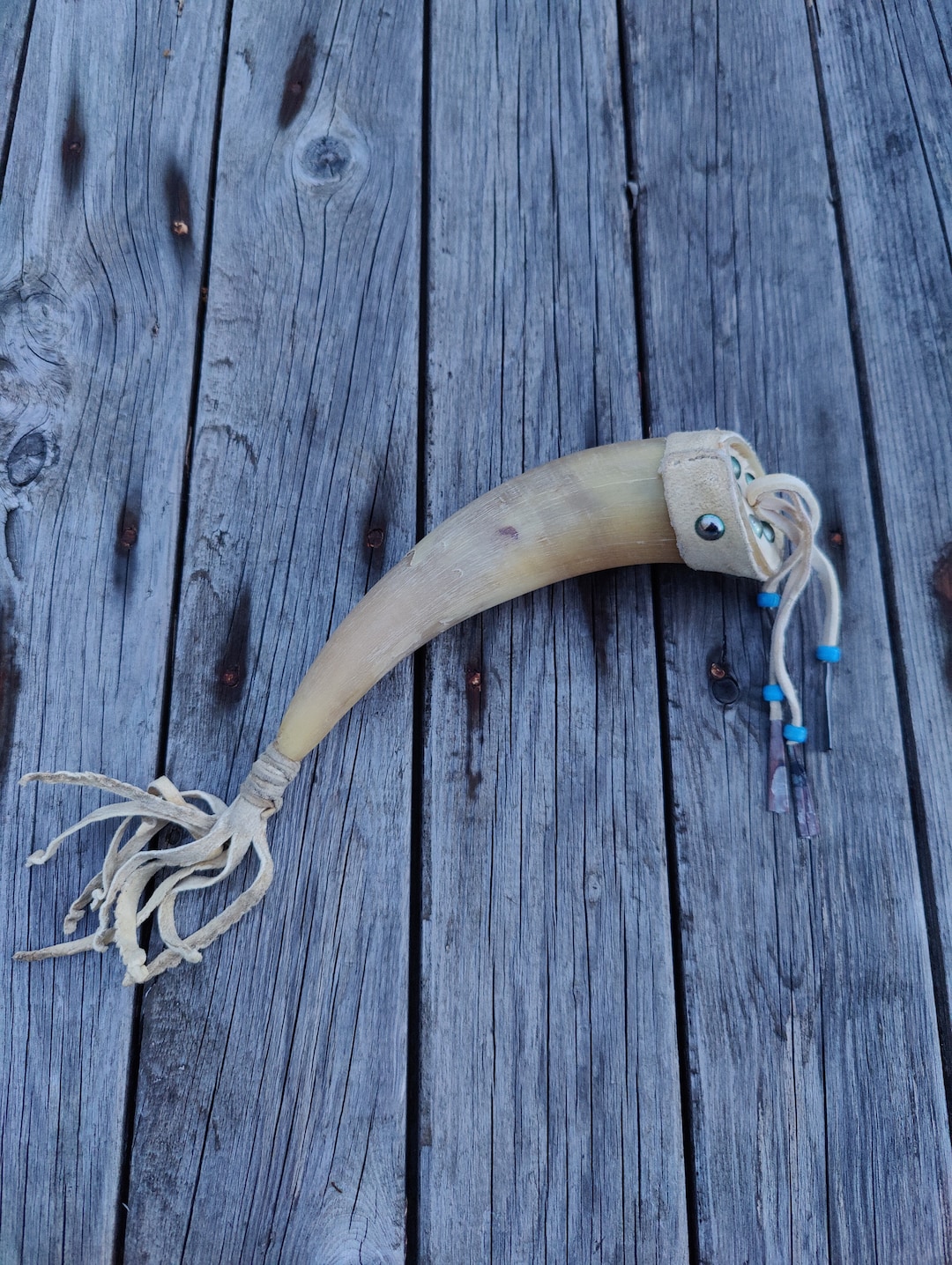 Shaman Rattle Made of Cow Horn and Deer Leather - Etsy