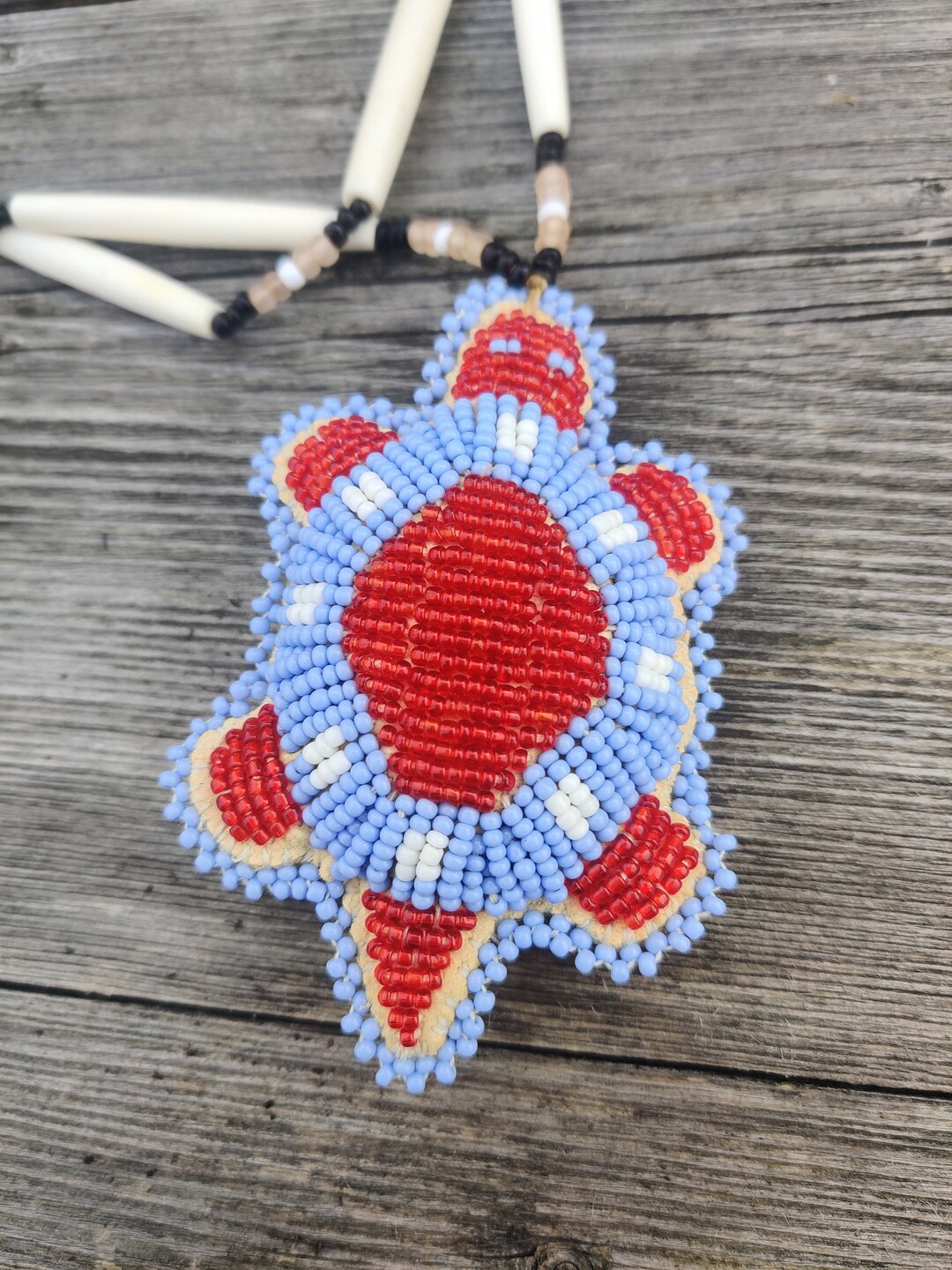 Tiny Turtle Navel Cord Amulet, Beaded Native American Inspired Fetish ...