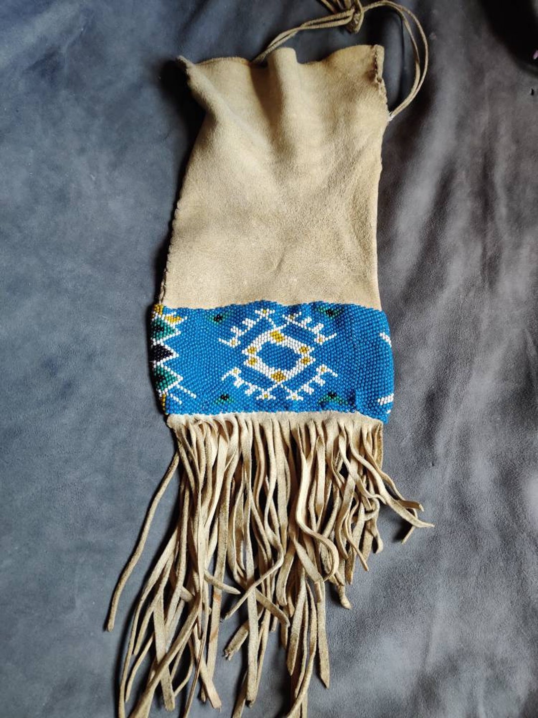 Comanche Style Tobacco Bag, Pipe Bag, Vintage Movie Prop, Peyote Stitch ...