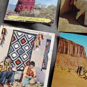 Set Vintage Native American Postcards, Navajo , Weaver, Beader, Sand ...