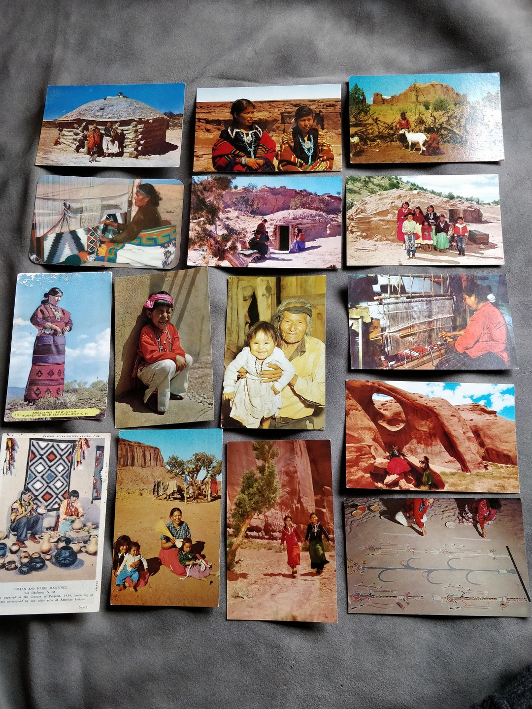 Set Vintage Native American Postcards, Navajo , Weaver, Beader, Sand ...