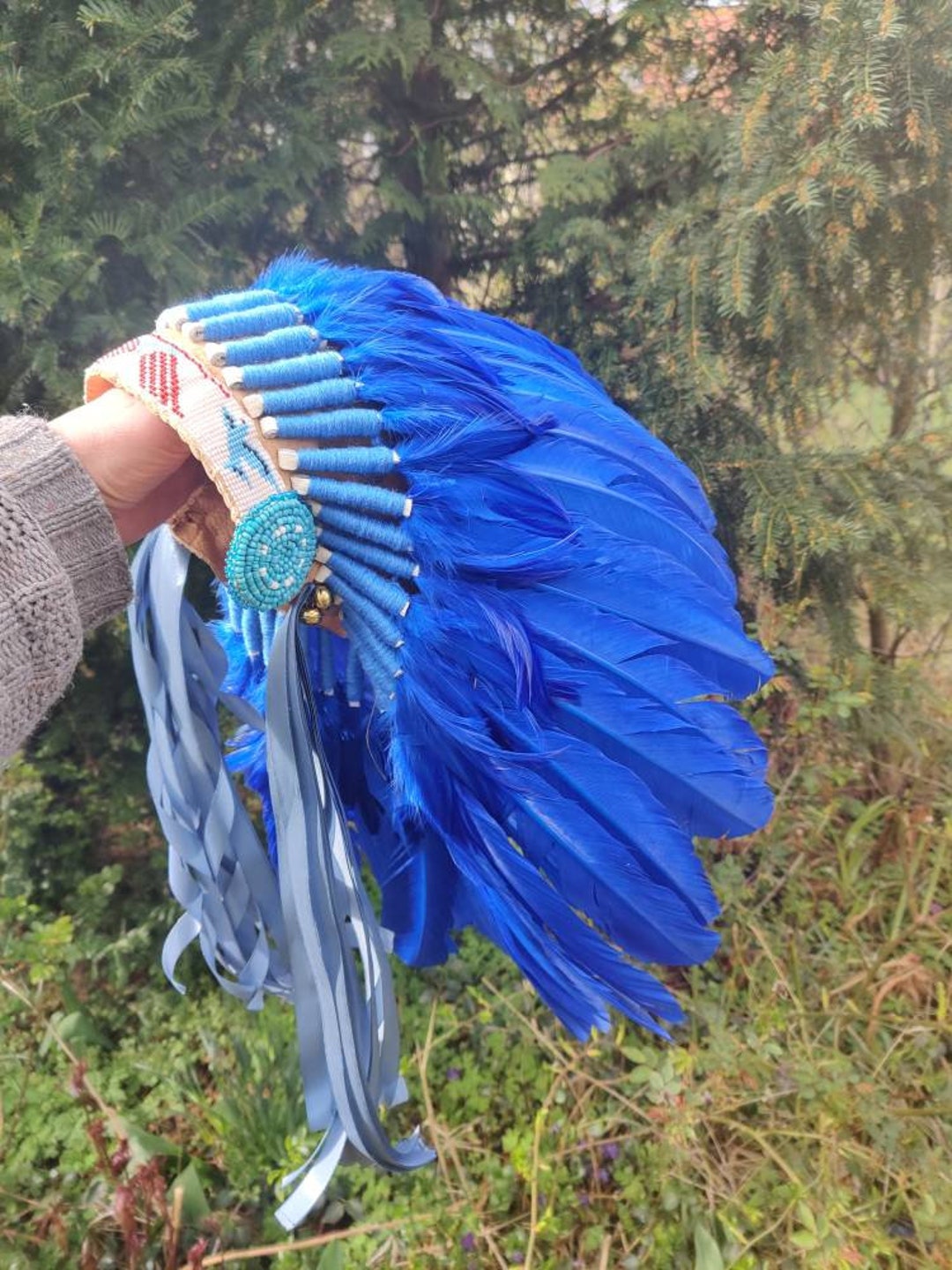 Vintage Feather Bonnet, Native American Inspired , Turkey Feathers - Etsy