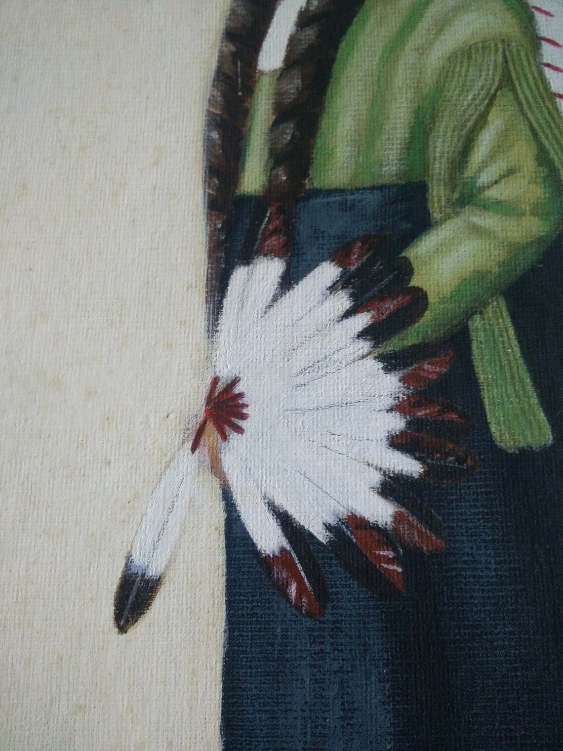 Comanche Warrior Painting Native American Feather Headdress - Etsy