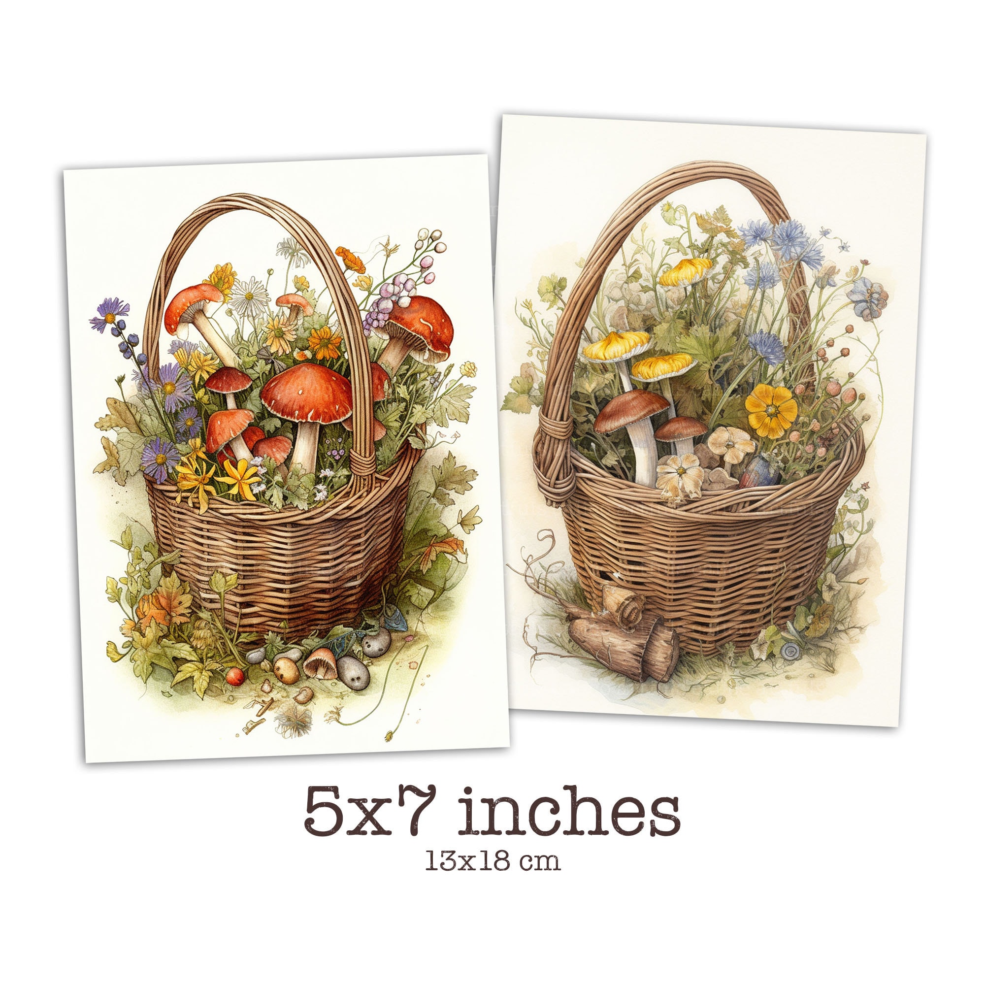 Cottagecore Baskets Printable Ephemera Cards for Junk Journals ...