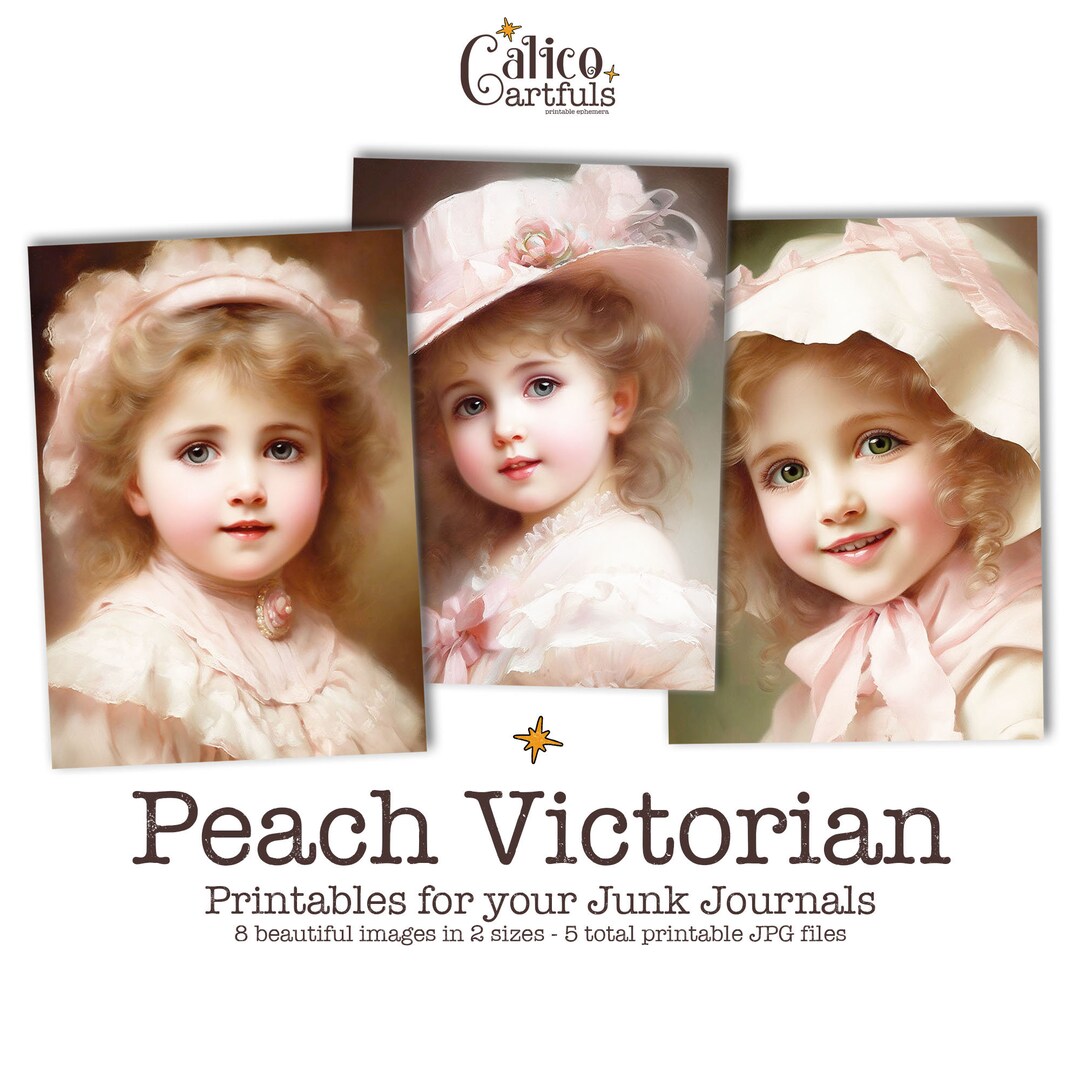 Peach Children Ephemera for Junk Journals, Junk Journal Ephemera Pack ...