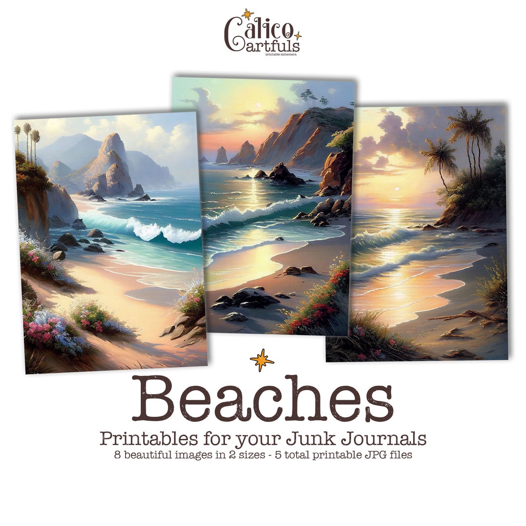 Printable Beaches for Junk Journals, Ocean Beach Printable Ephemera ...