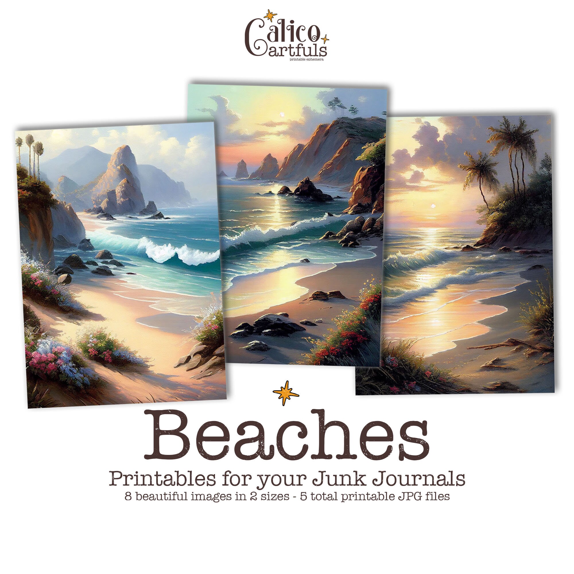 Printable Beaches for Junk Journals, Ocean Beach Printable Ephemera ...