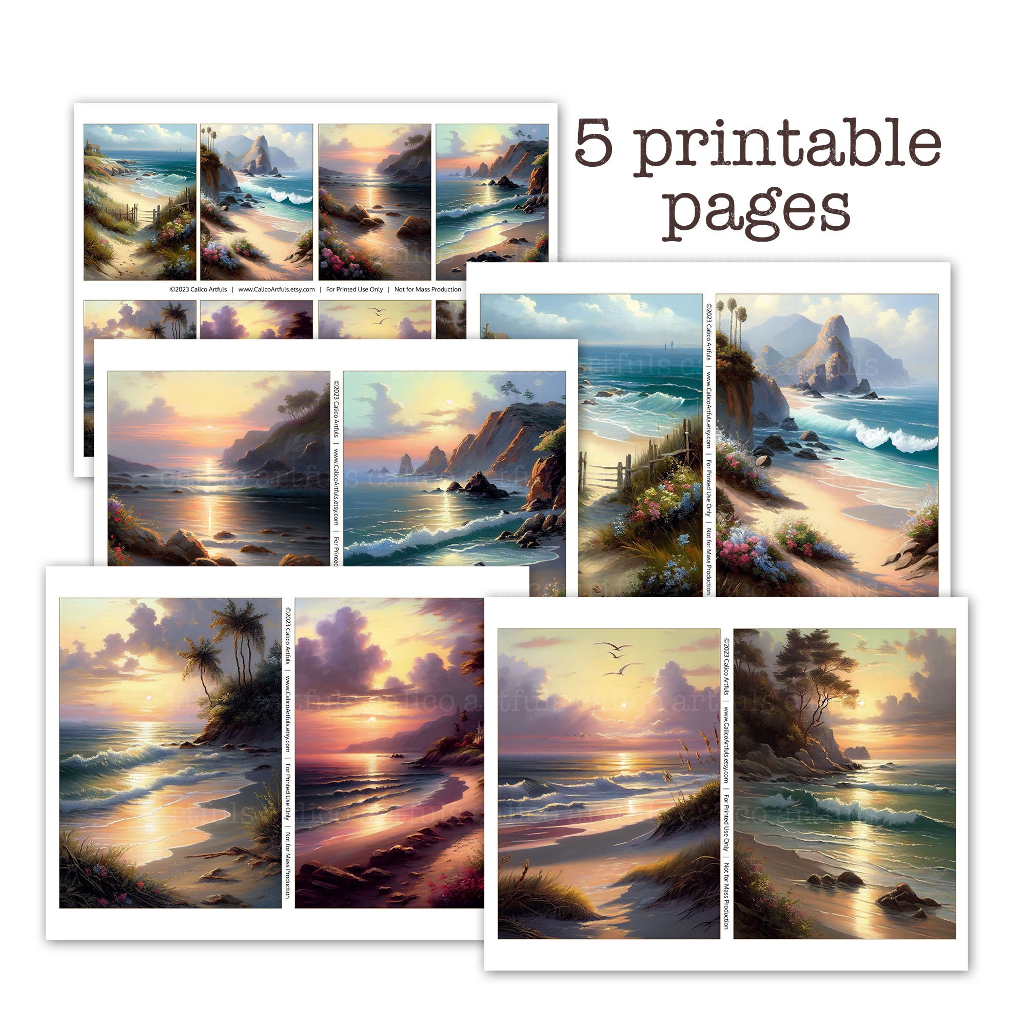 Printable Beaches for Junk Journals, Ocean Beach Printable Ephemera ...