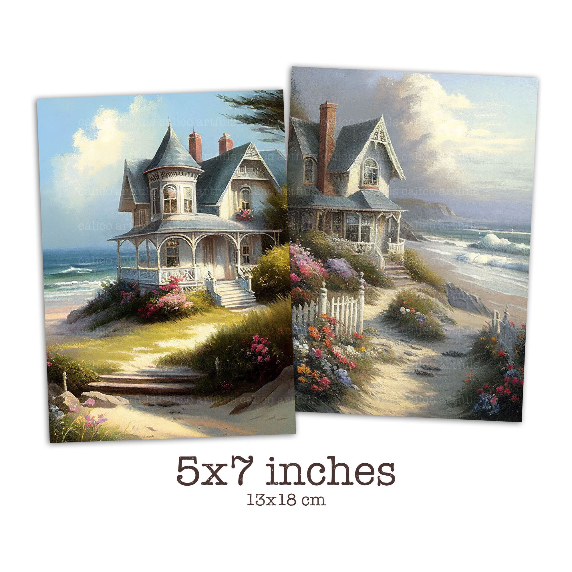 Printable Beach Houses for Junk Journals, Ocean Beach Printable ...