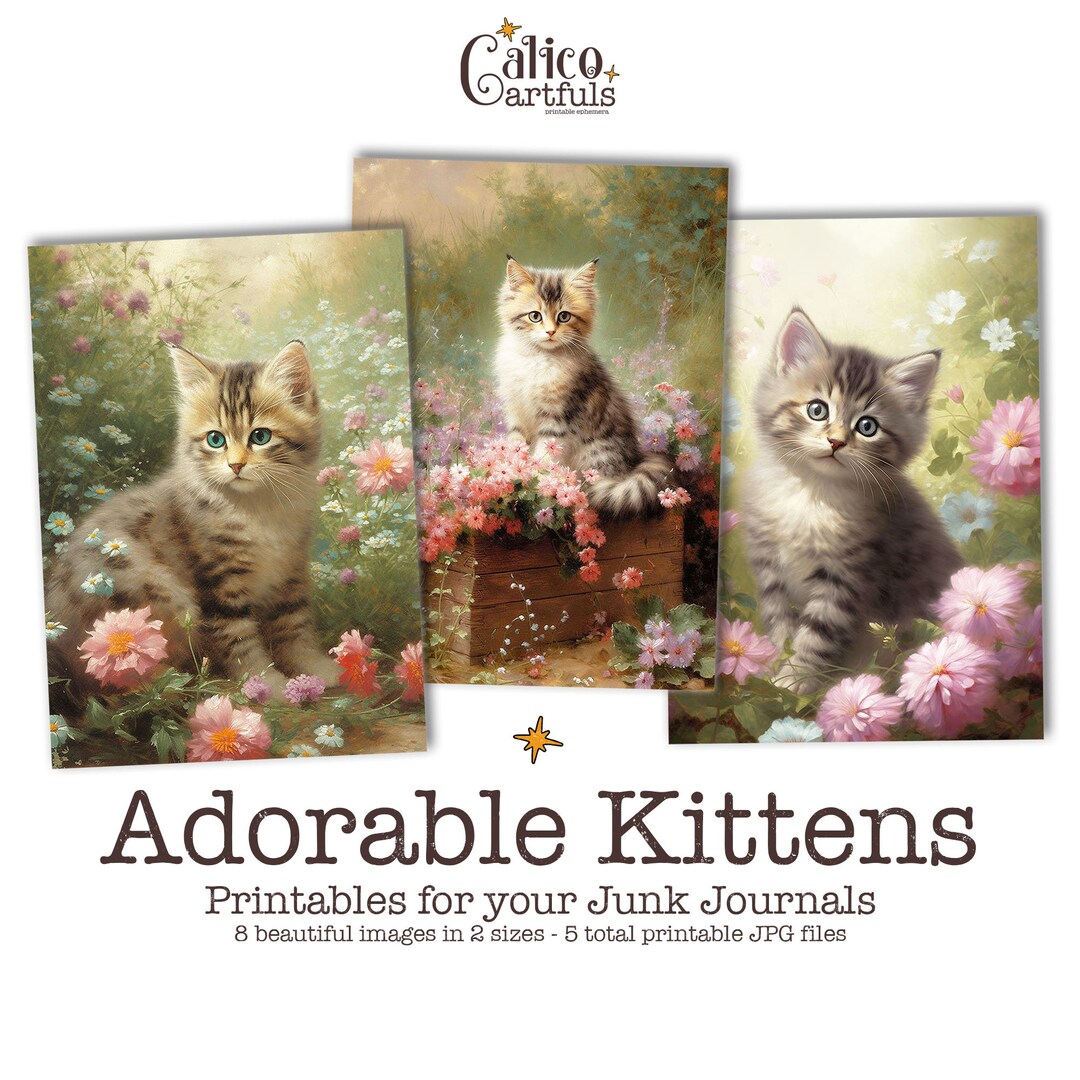 Cat Ephemera for Junk Journals, Kitten Junk Journal Ephemera Pack ...