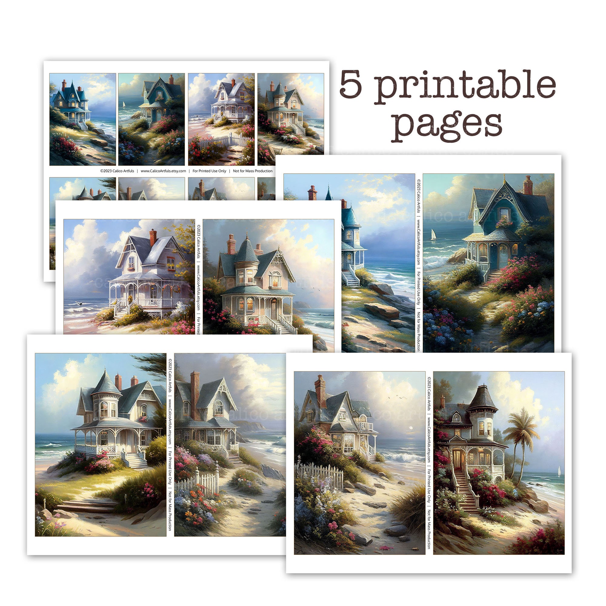 Printable Beach Houses for Junk Journals, Ocean Beach Printable ...