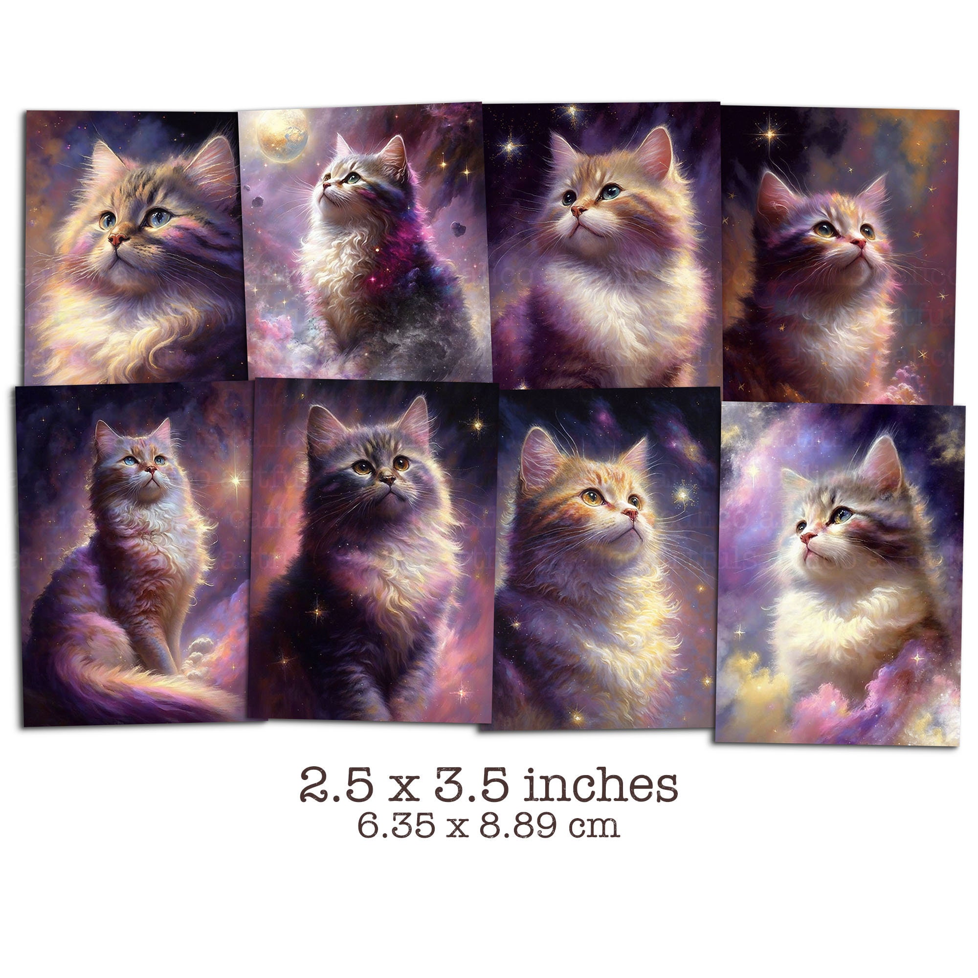 Galaxy Cats, Printable Ephemera for Junk Journals, Celestial Kittens ...