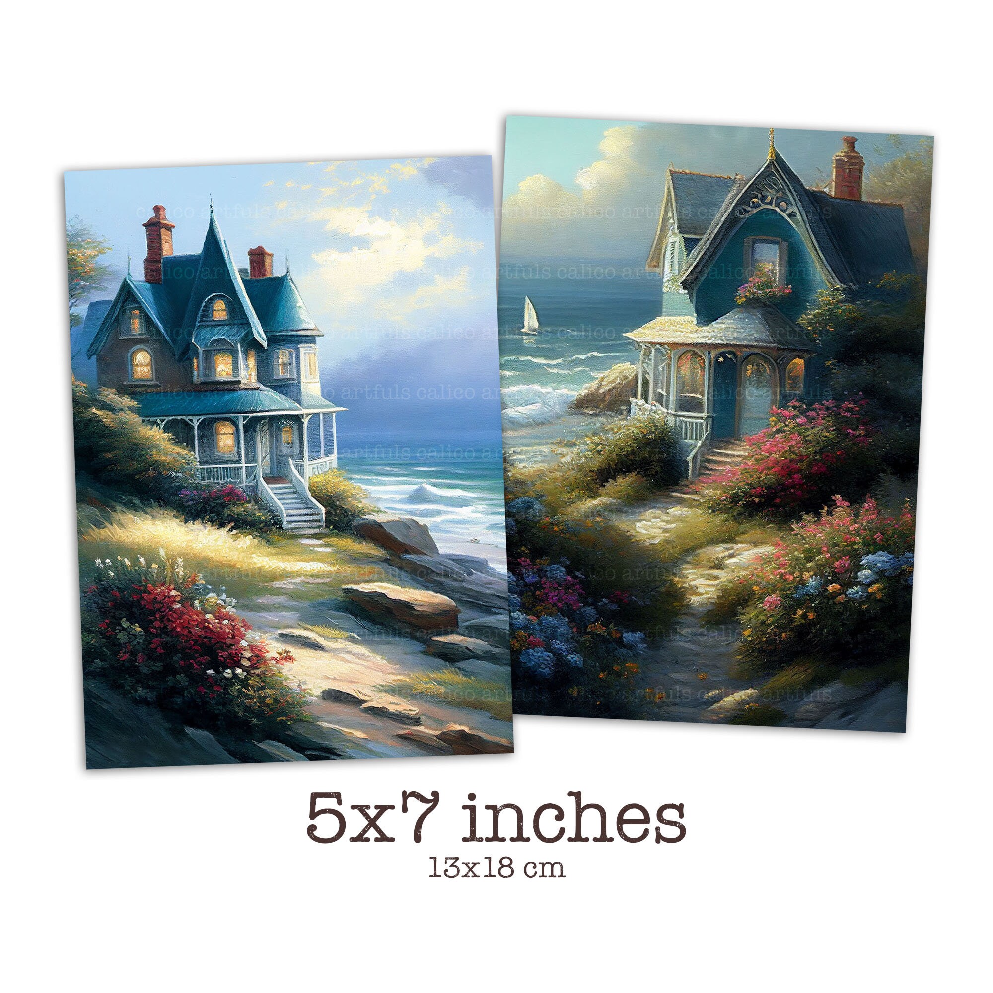 Printable Beach Houses for Junk Journals, Ocean Beach Printable ...
