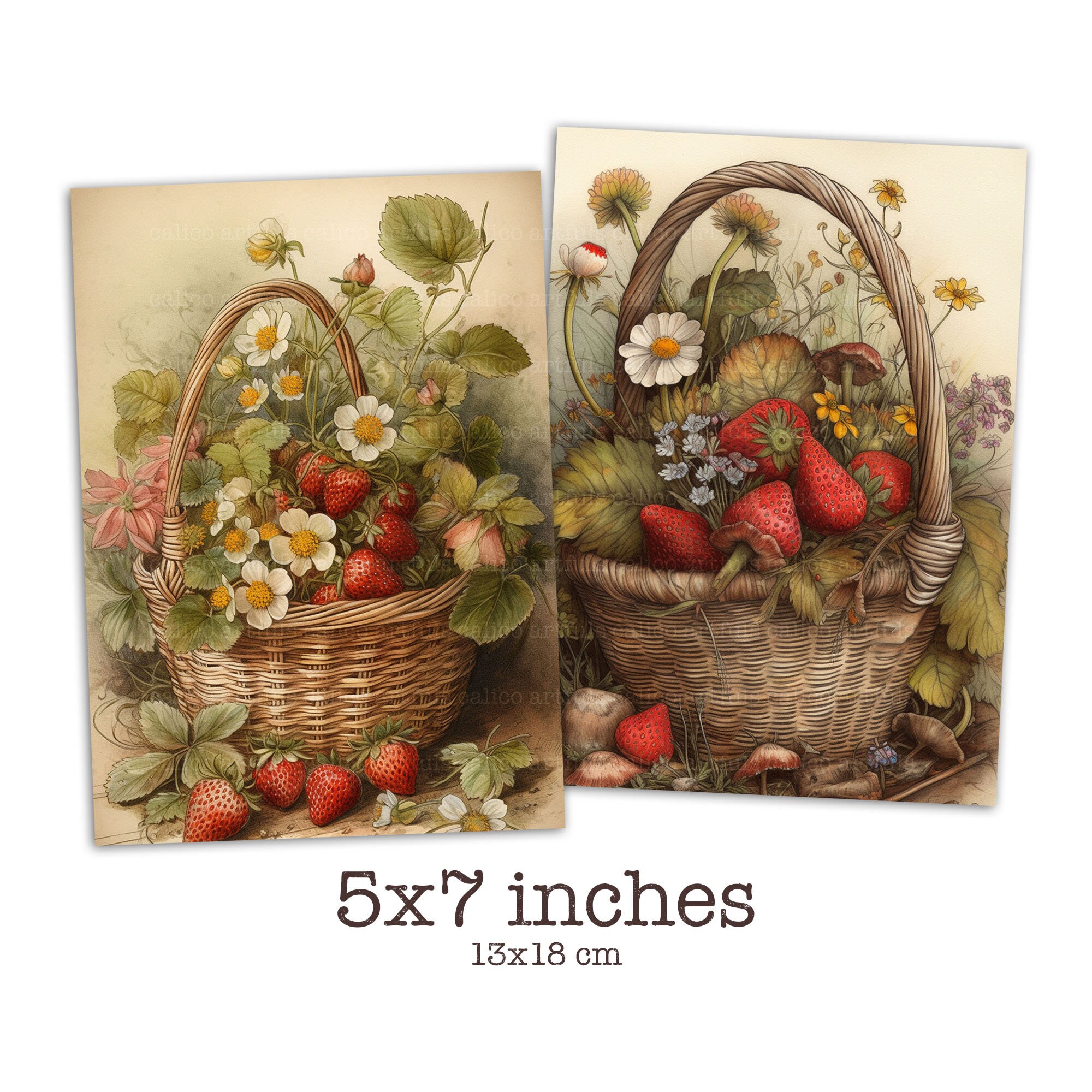 Cottagecore Baskets Printable Ephemera Cards for Junk Journals ...