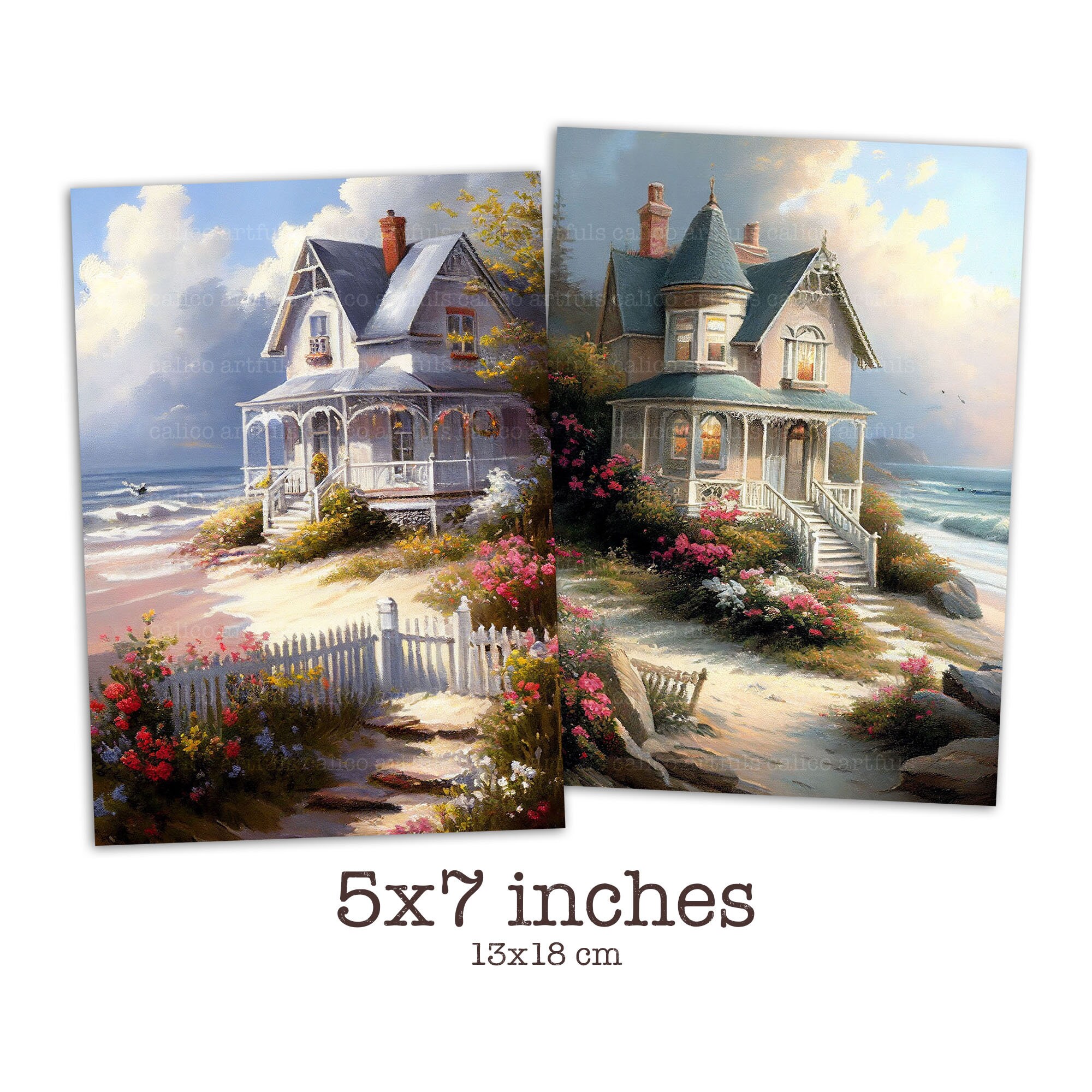 Printable Beach Houses for Junk Journals, Ocean Beach Printable ...