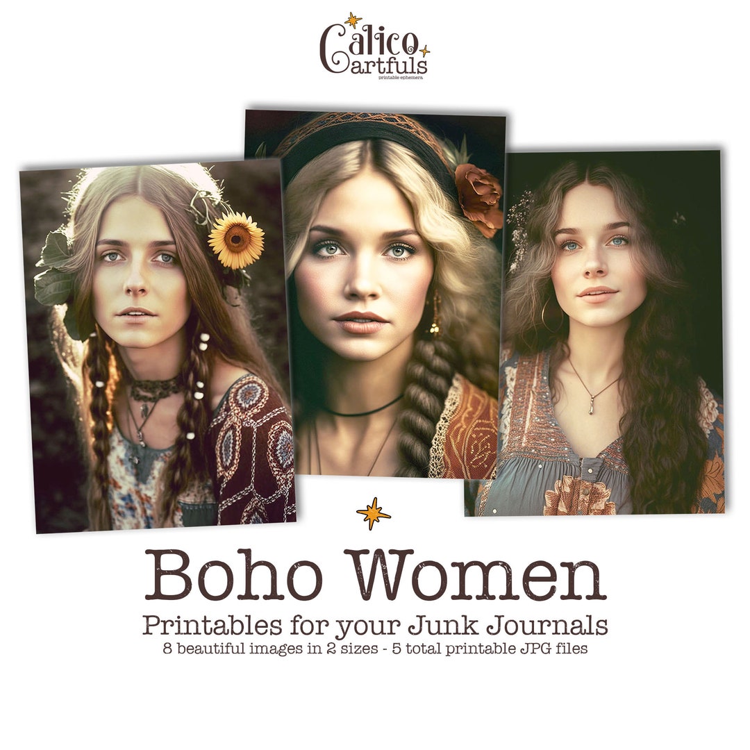 Boho Women for Junk Journals, 70s Chic Junk Journal Ephemera Pack ...