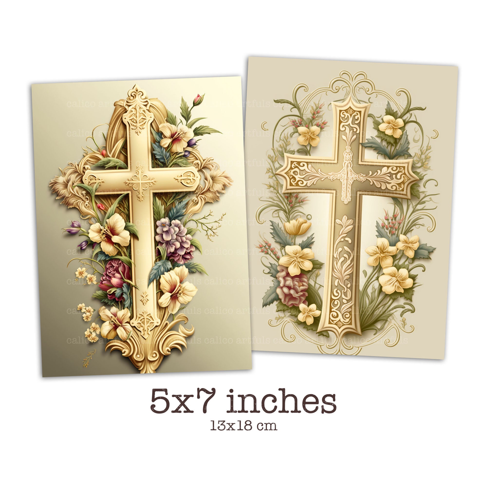 Golden Crosses Ephemera for Junk Journals, Printable Cross Ephemera ...