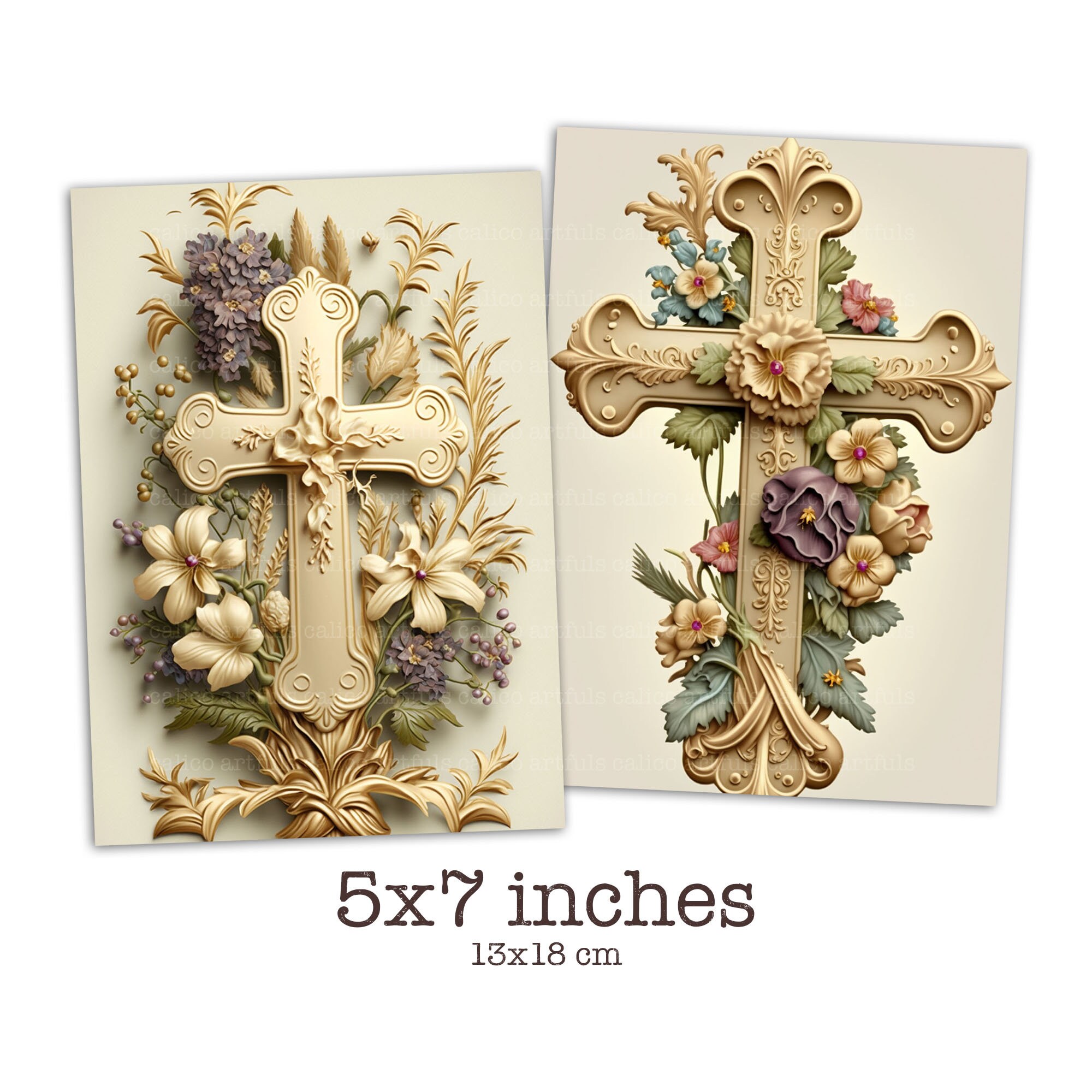 Golden Crosses Ephemera for Junk Journals, Printable Cross Ephemera ...