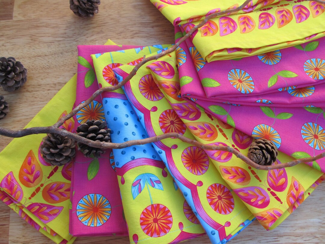 Set of 4 Spring Cloth Napkins, Colorful Dinner Napkins, Party Napkins ...