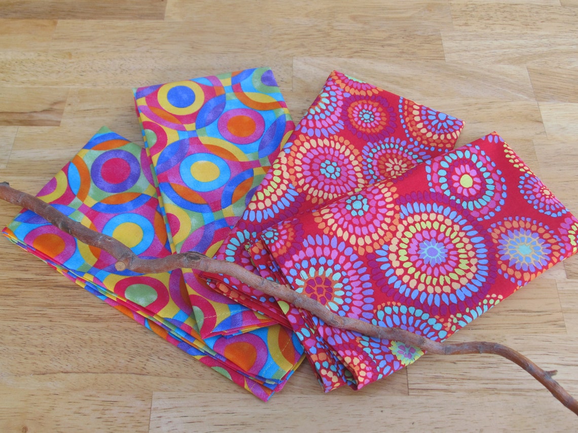 Abstract multi-color cloth napkins modern cloth napkins sets | Etsy