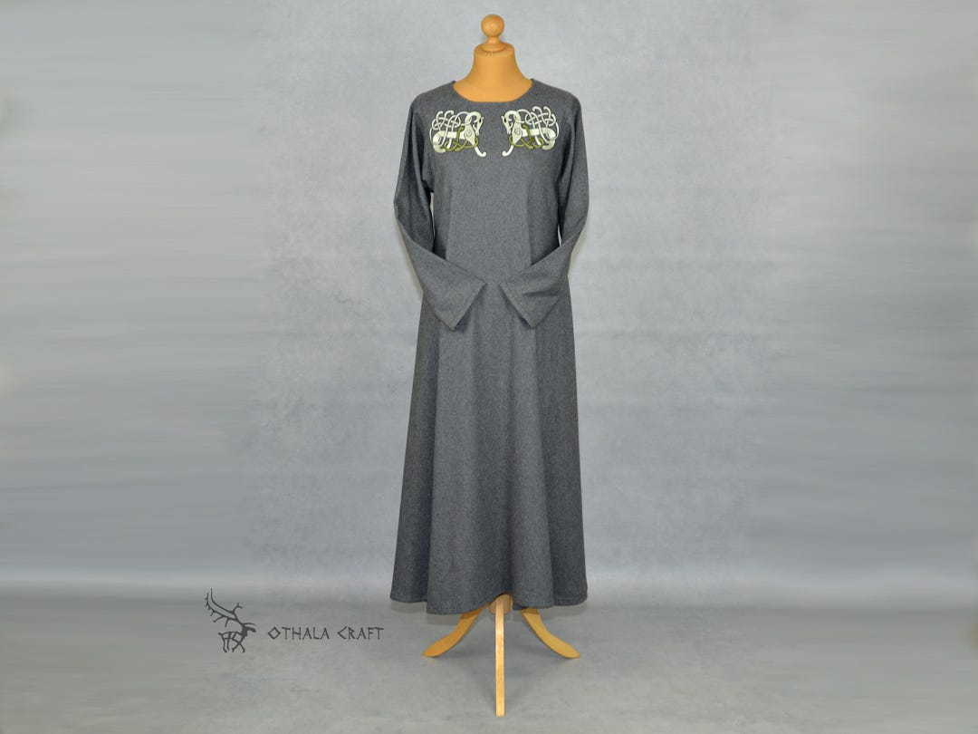 Woolen Viking Dress With Silk Embroidery, Viking Age, Apron Dress ...