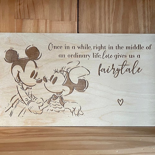 Mickey and Minnie Engraved Wooden Plaque Disney Inspired Love - Etsy