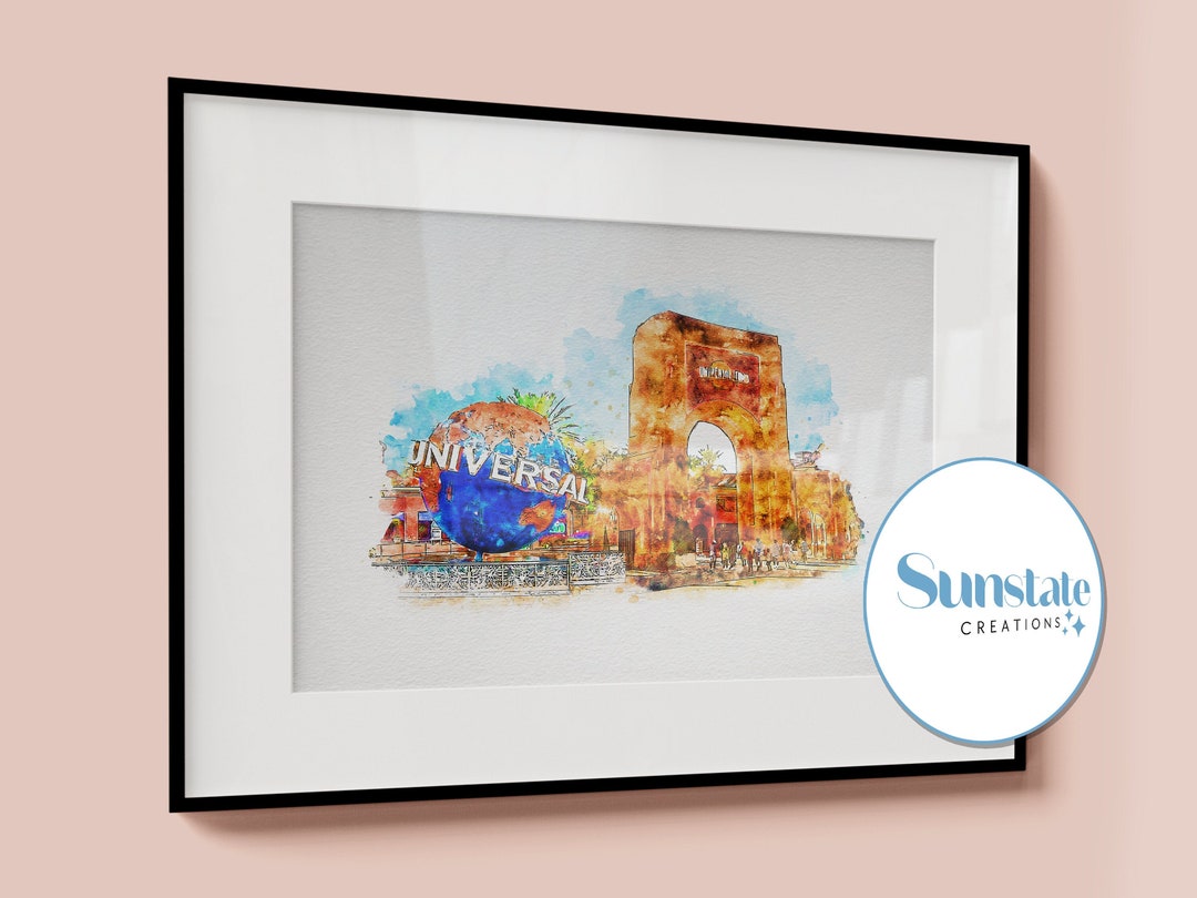 Universal Orlando, Watercolour Sketch Print, Universal Orlando Posters ...