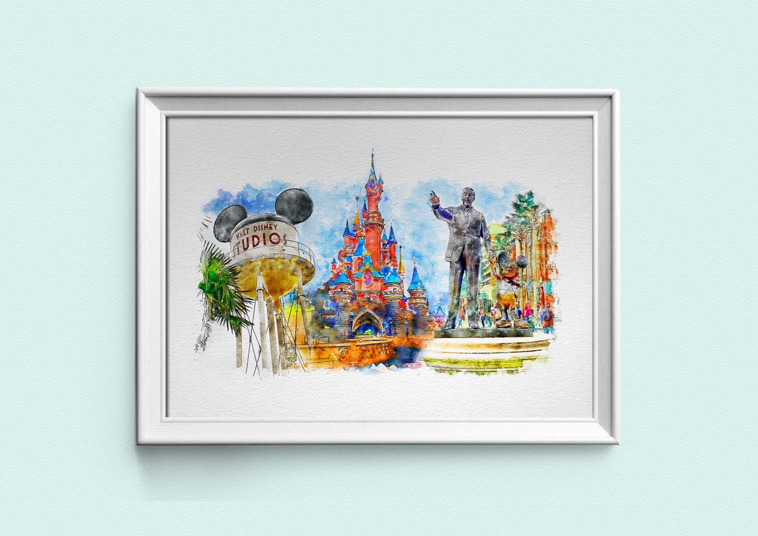 Disneyland Paris Watercolour Print, Disney Print, Disney Poster, Disney ...