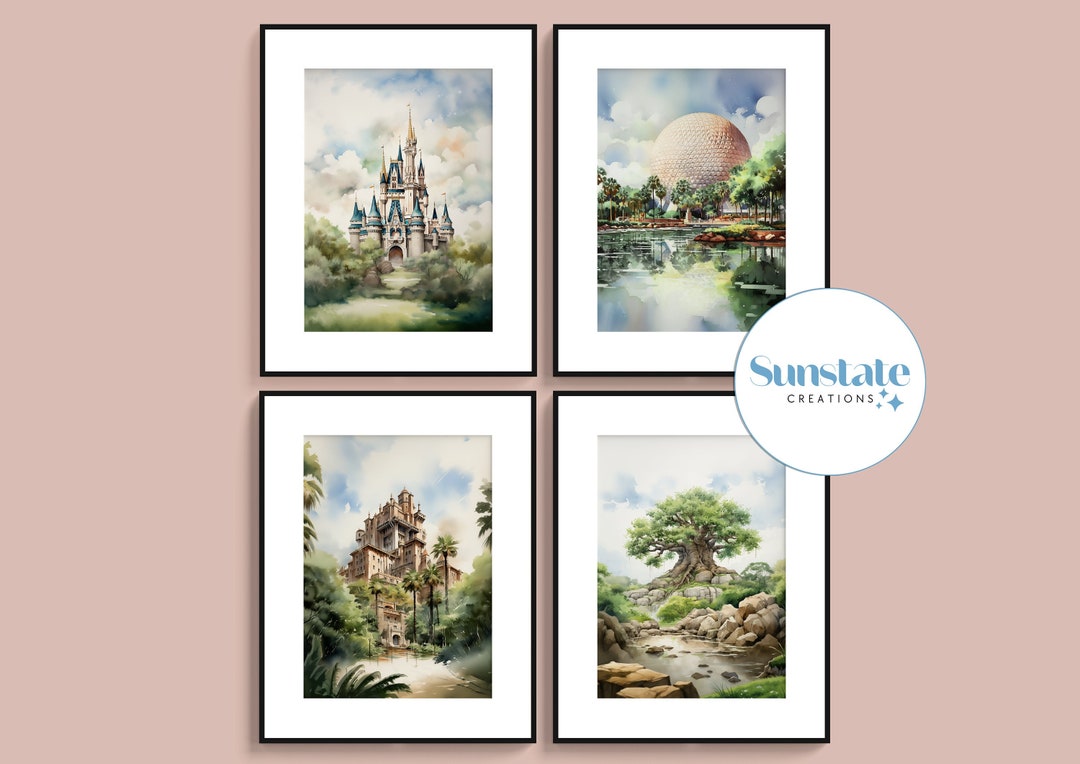 Disney Prints, Surreal, Watercolour Style Walt Disney World Prints ...