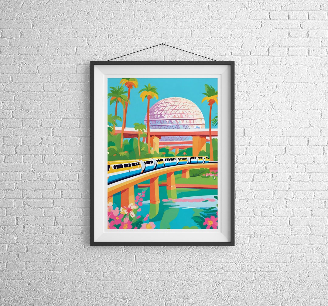 Epcot Abstract Drawing, Disney Prints, Spaceship Earth Abstract Poster ...