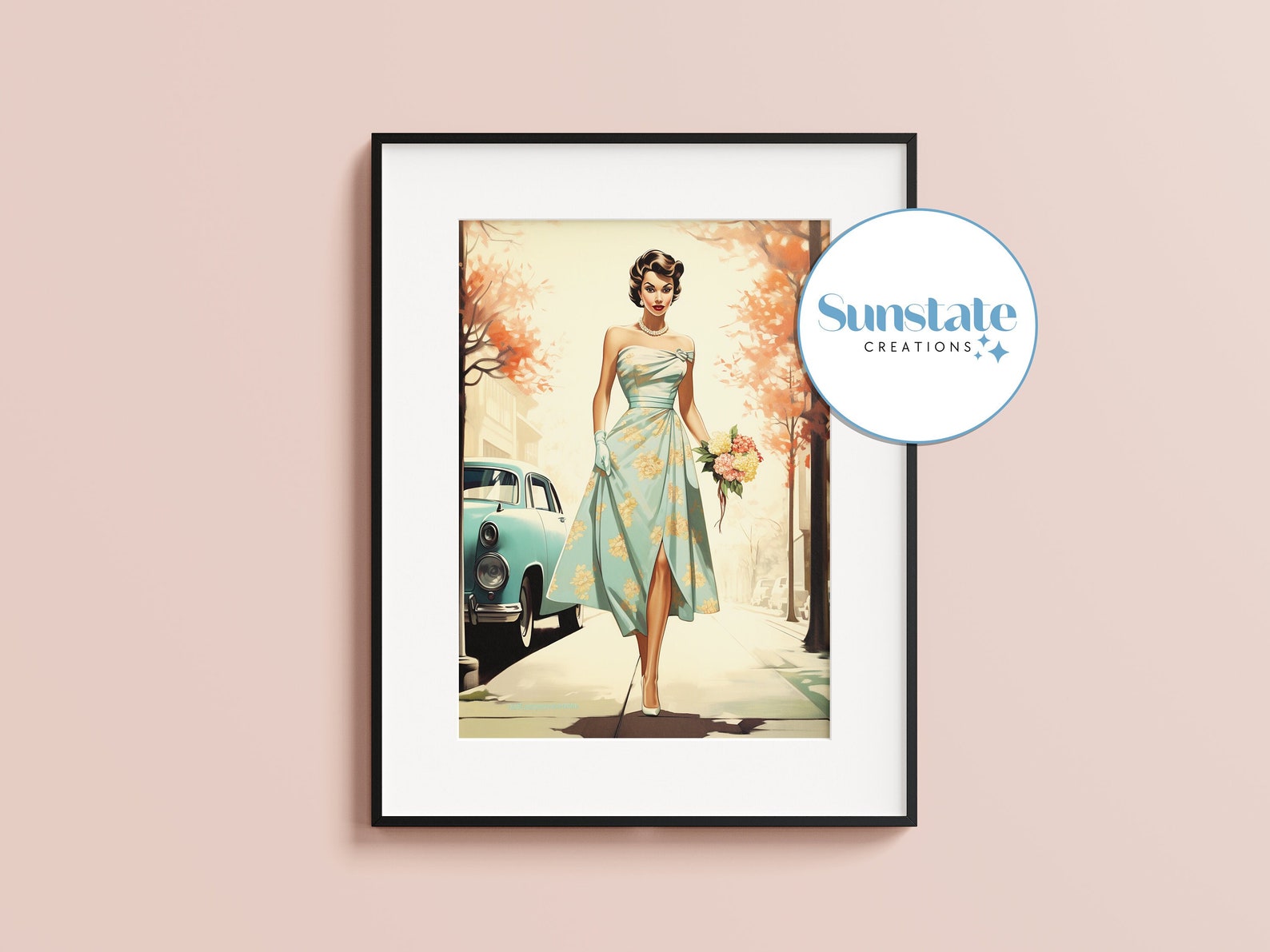 1950's Art Deco Print, Art Deco Lady Prints, Vintage 1950's Lady Prints ...