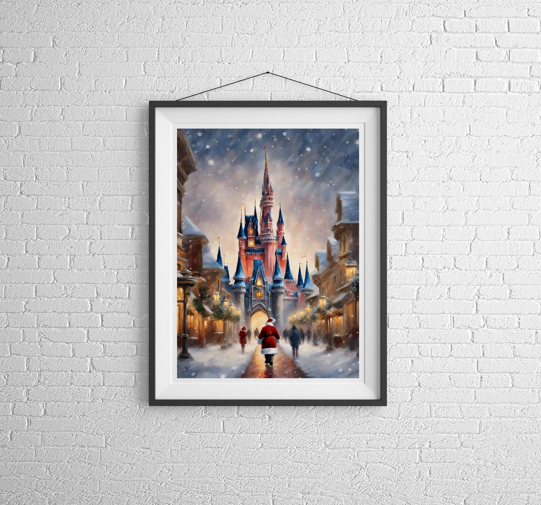 Santa at Magic Kingdom Print Cinderella Castle Christmas - Etsy UK