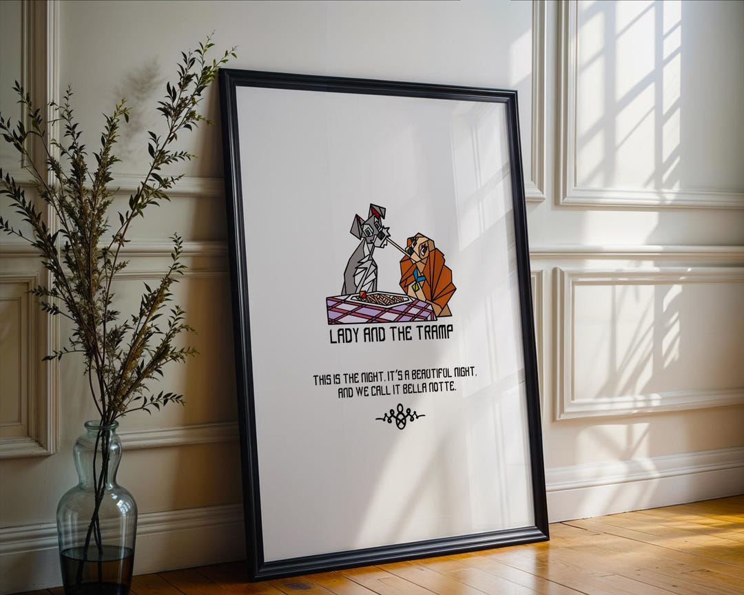 Disney Inspired Line Art, Lady and the Tramp, Disney Prints, Disney ...